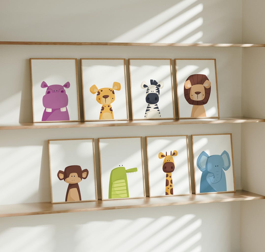 Safari Animals Set Jungle Animals Poster Printable Set of 8 Prints ...