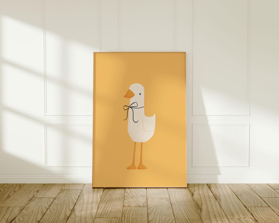 Silly Goose Wall Art | Yellow Nursery Print | Bow Goose | Nursery Wall ...