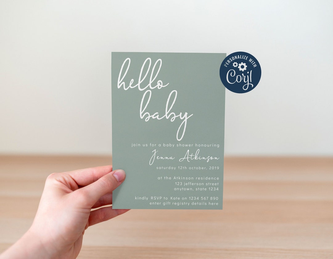Editable Baby Shower Invitation | Hello Baby Invitation | Invitation ...