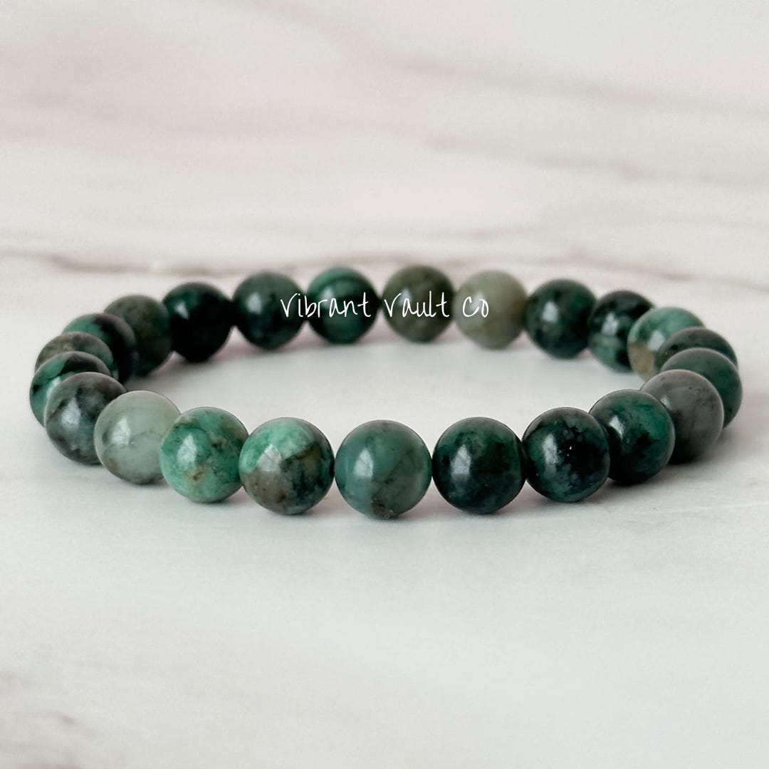 8mm Green Emerald Bracelet Crystal Healing Natural Stone Bracelet ...