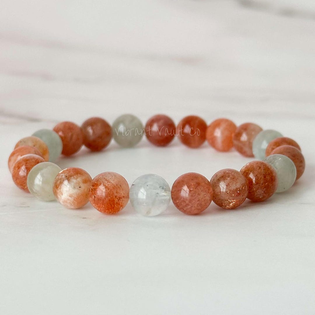 8mm Tanzania Arusha Sunstone Bracelet Size Adjustable Crystal Jewelry ...