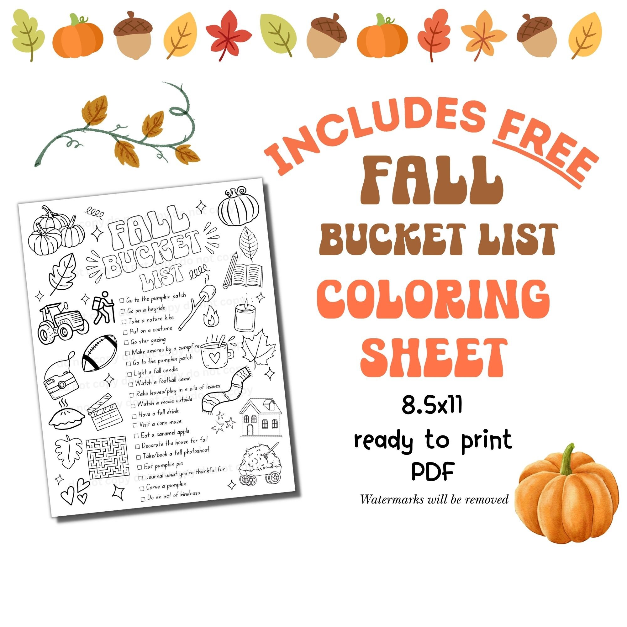 Fall Bucket List, Happy Fall Printable, Fall Themed Decor, Fall Decor ...