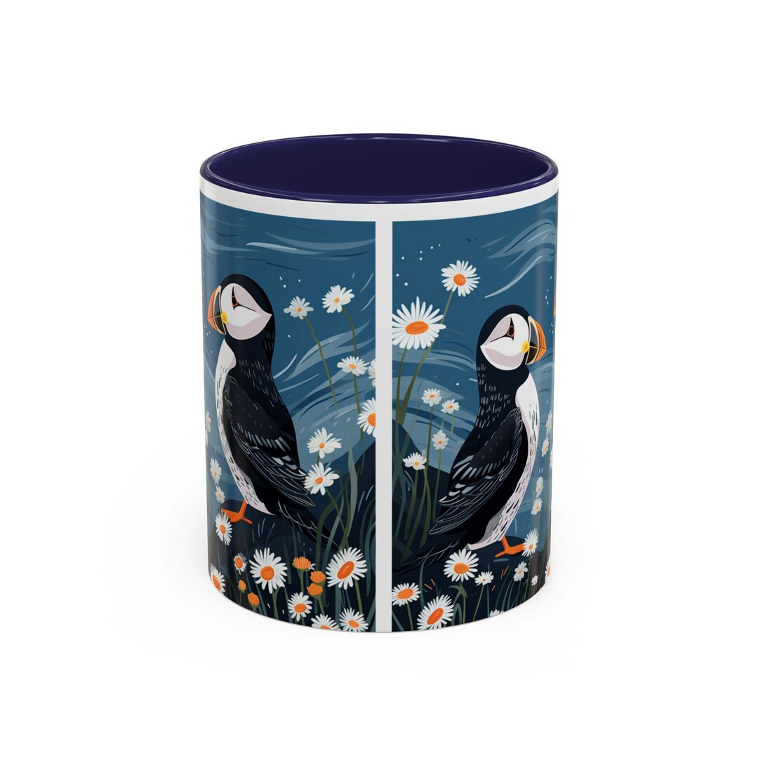 Cute Puffin Accent Coffee Mug, Bird Lover Mug, Bird Watcher Mug, Bird ...