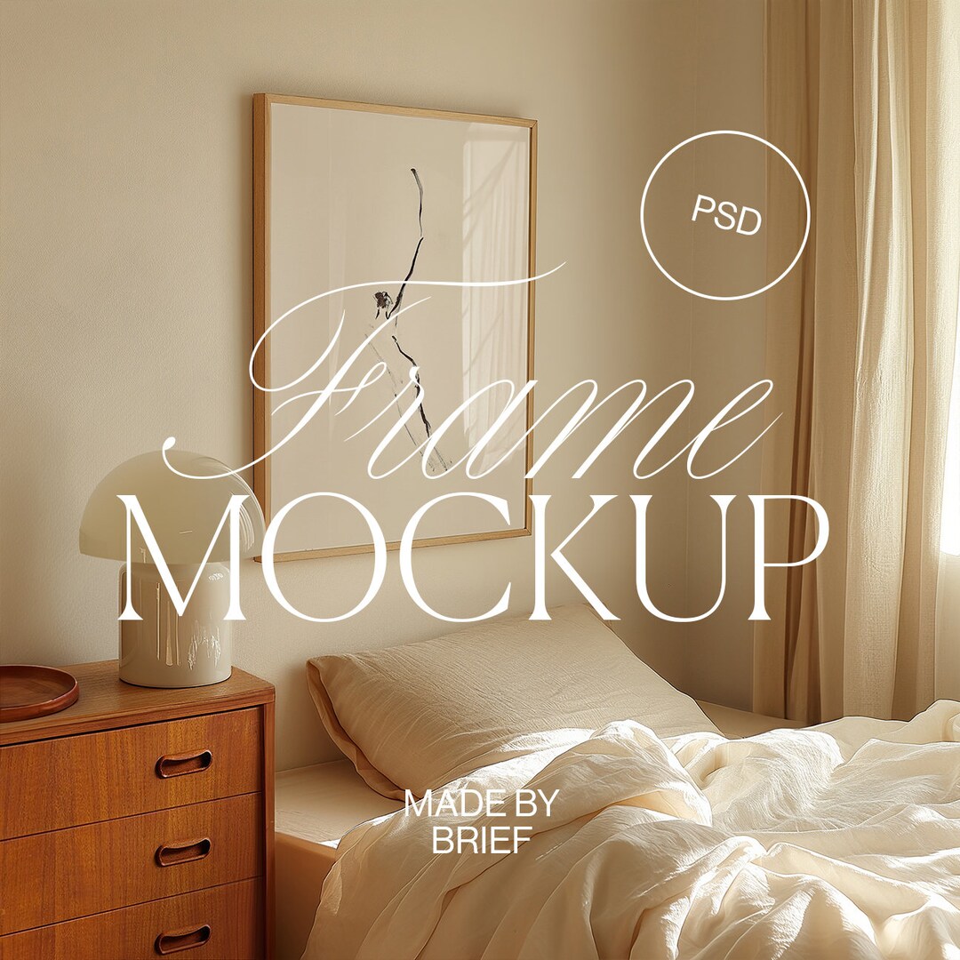 Frame Mockup in Bedroom | ISO A DIN Ratio | Thin Wood Frame | PSD ...