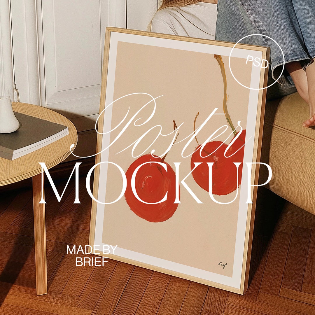Frame Mockup With Person | ISO A DIN Ratio | Thin Wood Frame | PSD ...