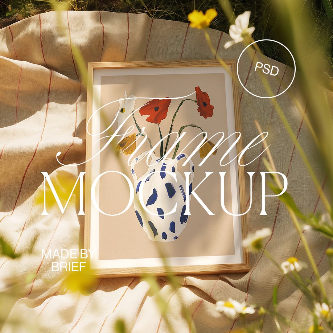 Frame Mockup Summer Outside Ground | DIN Ratio | Wood Frame | PSD ...