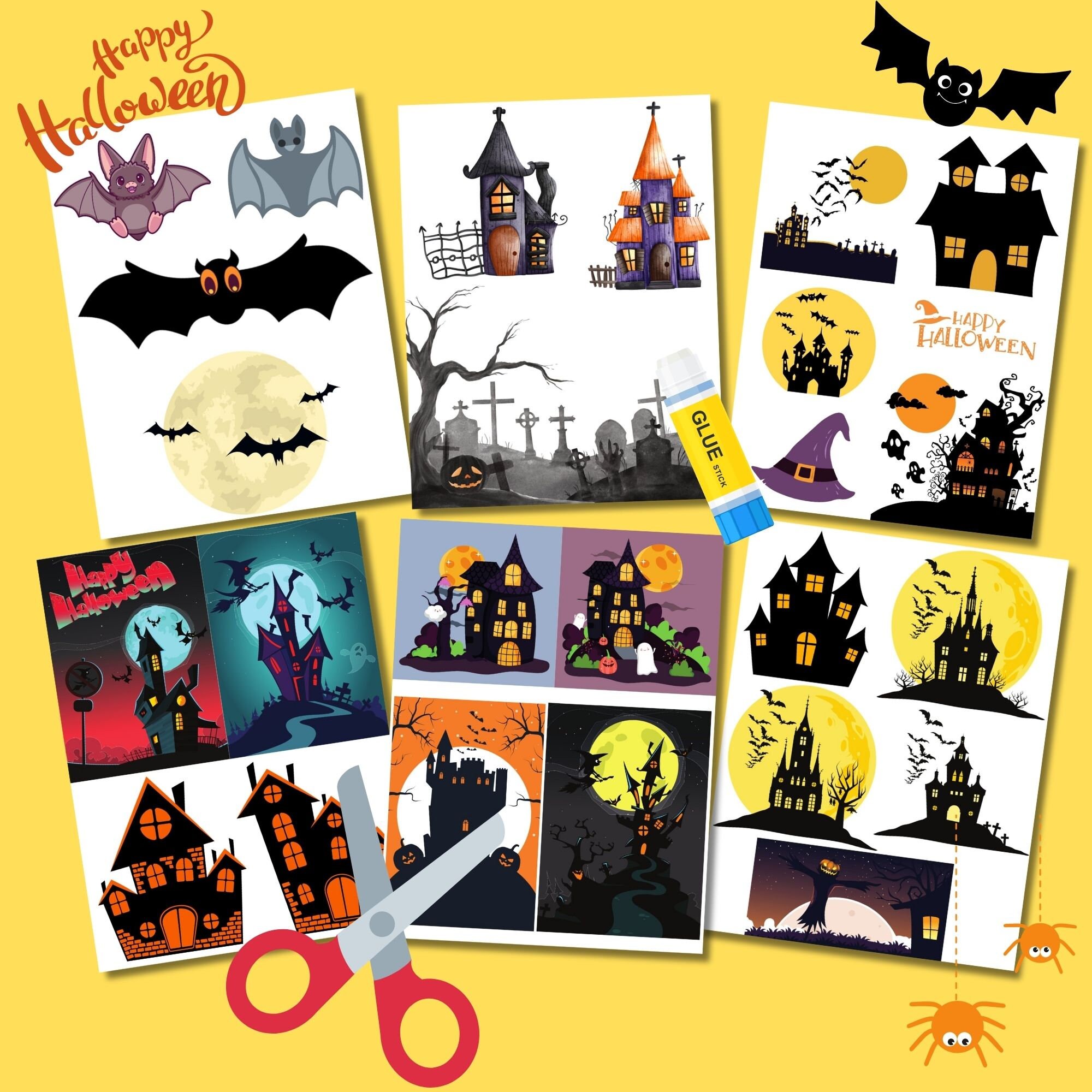 Cut and Glue Activity for Kids | Halloween Cut and Glue Activity Pages ...