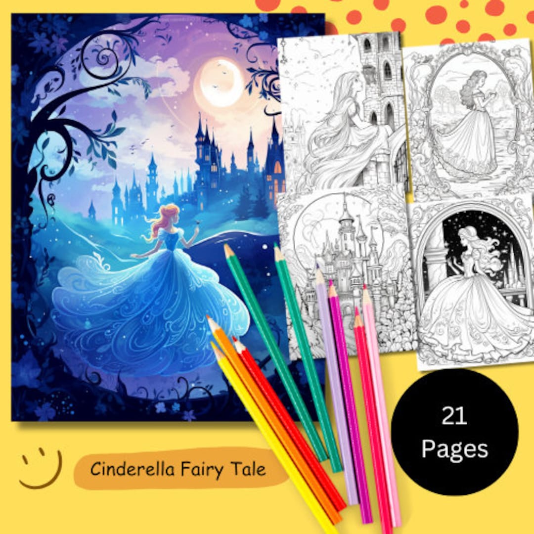 Fairy Tale Coloring Pages, 21 Unique Coloring Pages of Cinderella and ...