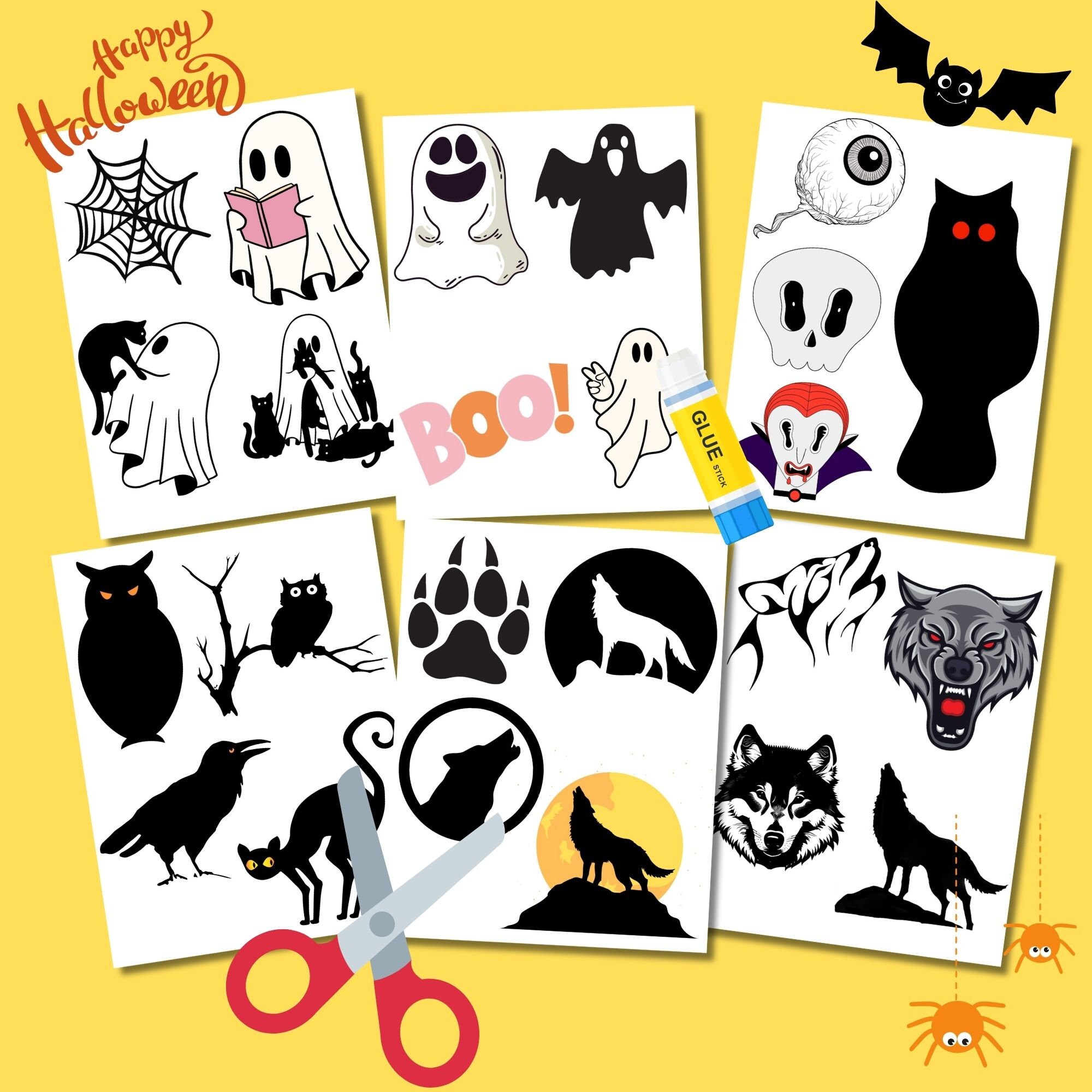 Cut and Glue Activity for Kids | Halloween Cut and Glue Activity Pages ...