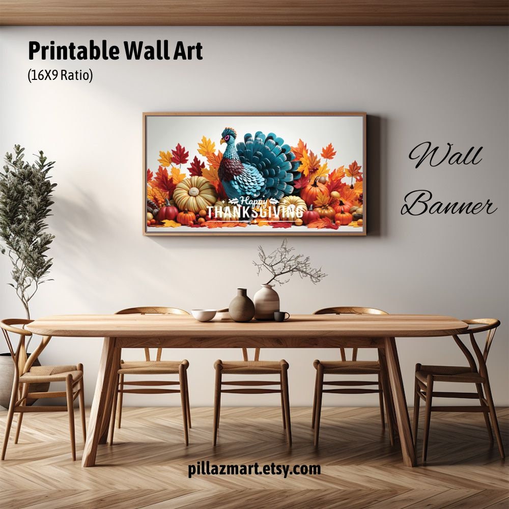 Thanksgiving Day Wall Banner, Printable Wall Art, Printable Wall Decor ...