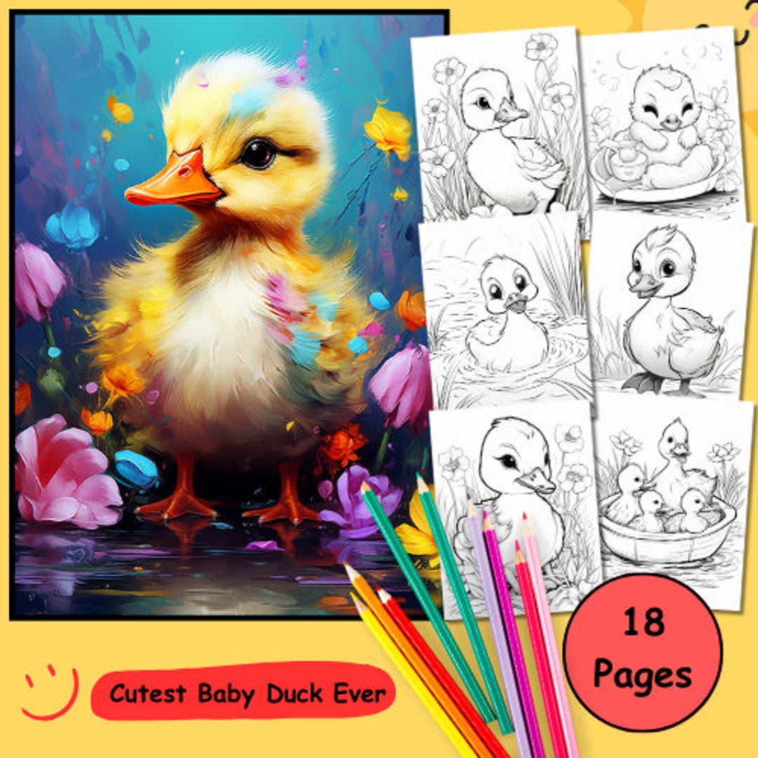 Duck Coring Pages, 'ducky Delights: Adorable Baby Duck Coloring Book ...
