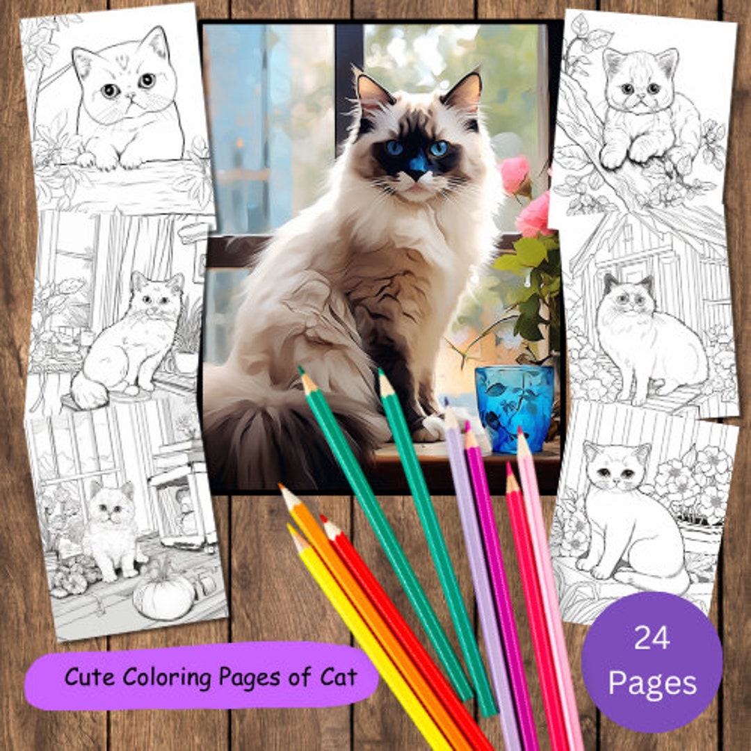 Cat Coloring Pages, 24 Unique Coloring Pages of Adorable Cats - Etsy