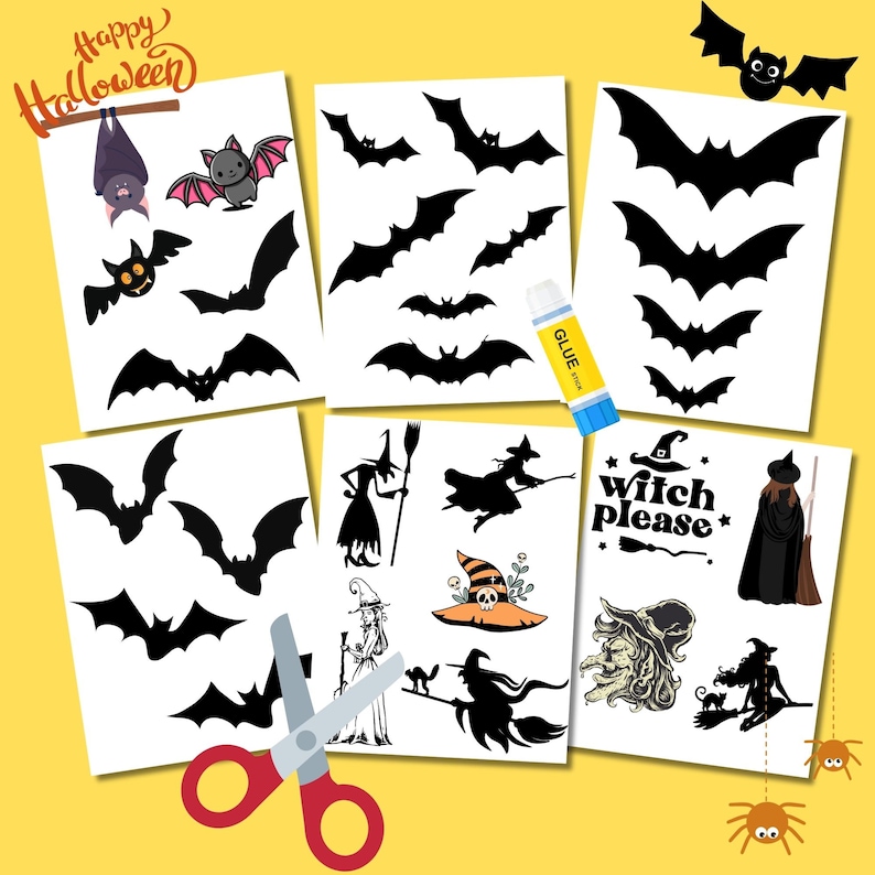 Cut and Glue Activity for Kids Halloween Cut and Glue Activity Pages ...