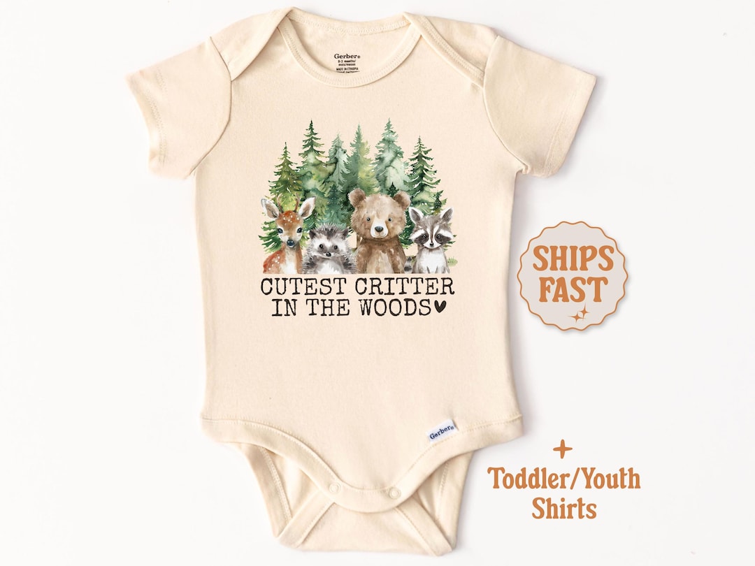 Woodland Animal Baby Onesie® Cutest Critter in the Woods Onesie® Forest ...
