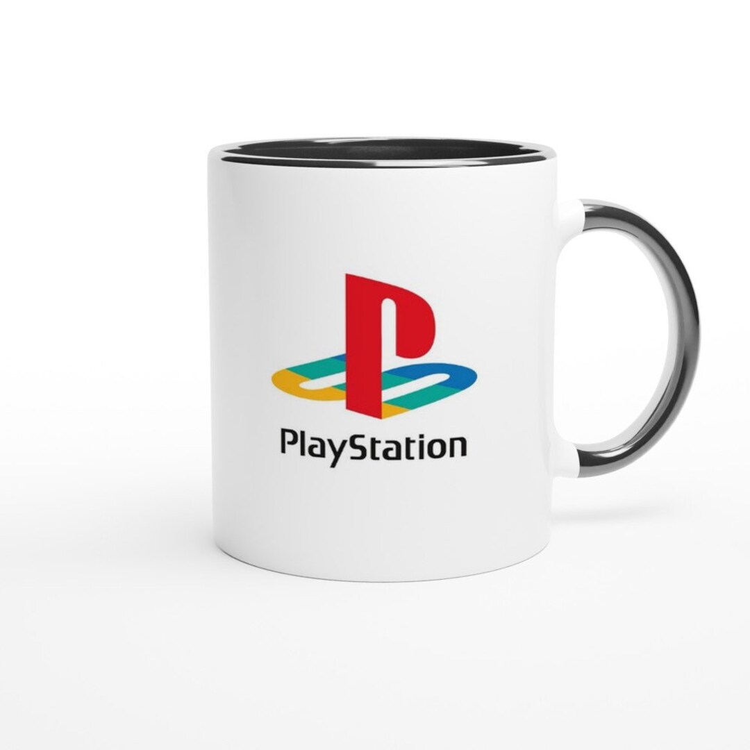 Playstation Logo White With Color Inside Inspired Mug, Gamer Coffee Cup ...