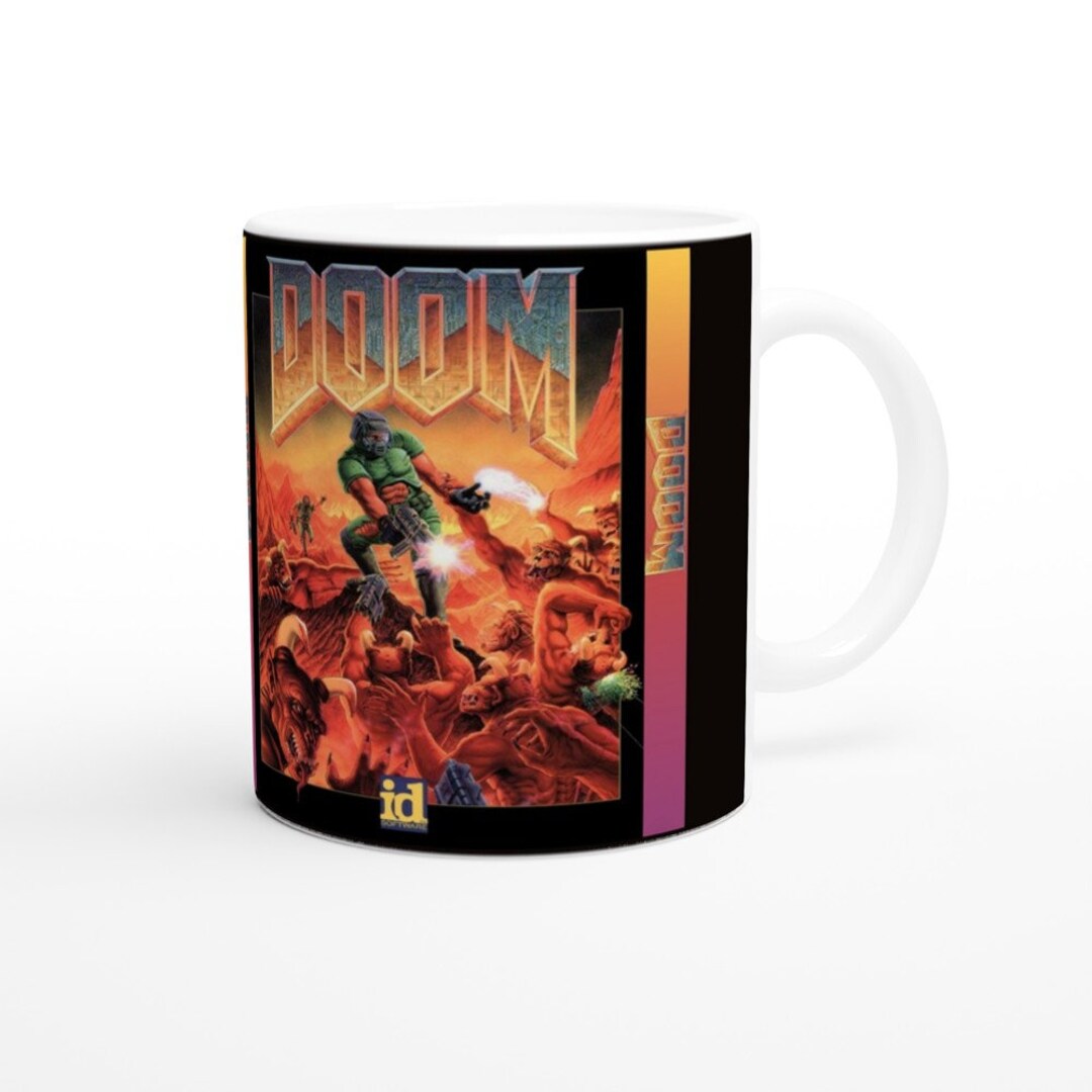 Doom Cover Art Mug, Video Game Mug, Gamer Gift, Doom Game Mug, Pixel ...