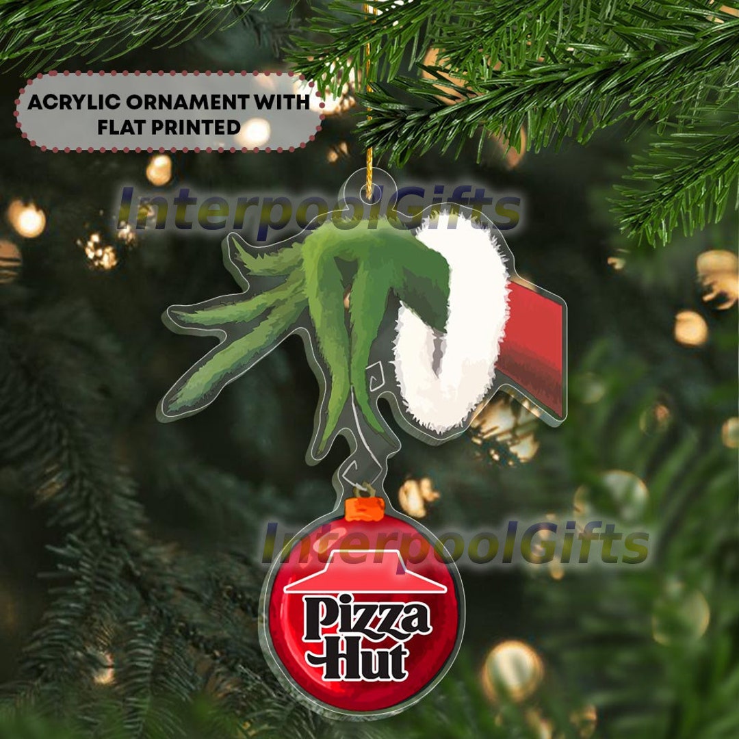 Grinch Hand Holding Pizza Hut Snowflake Christmas Ornament - Etsy