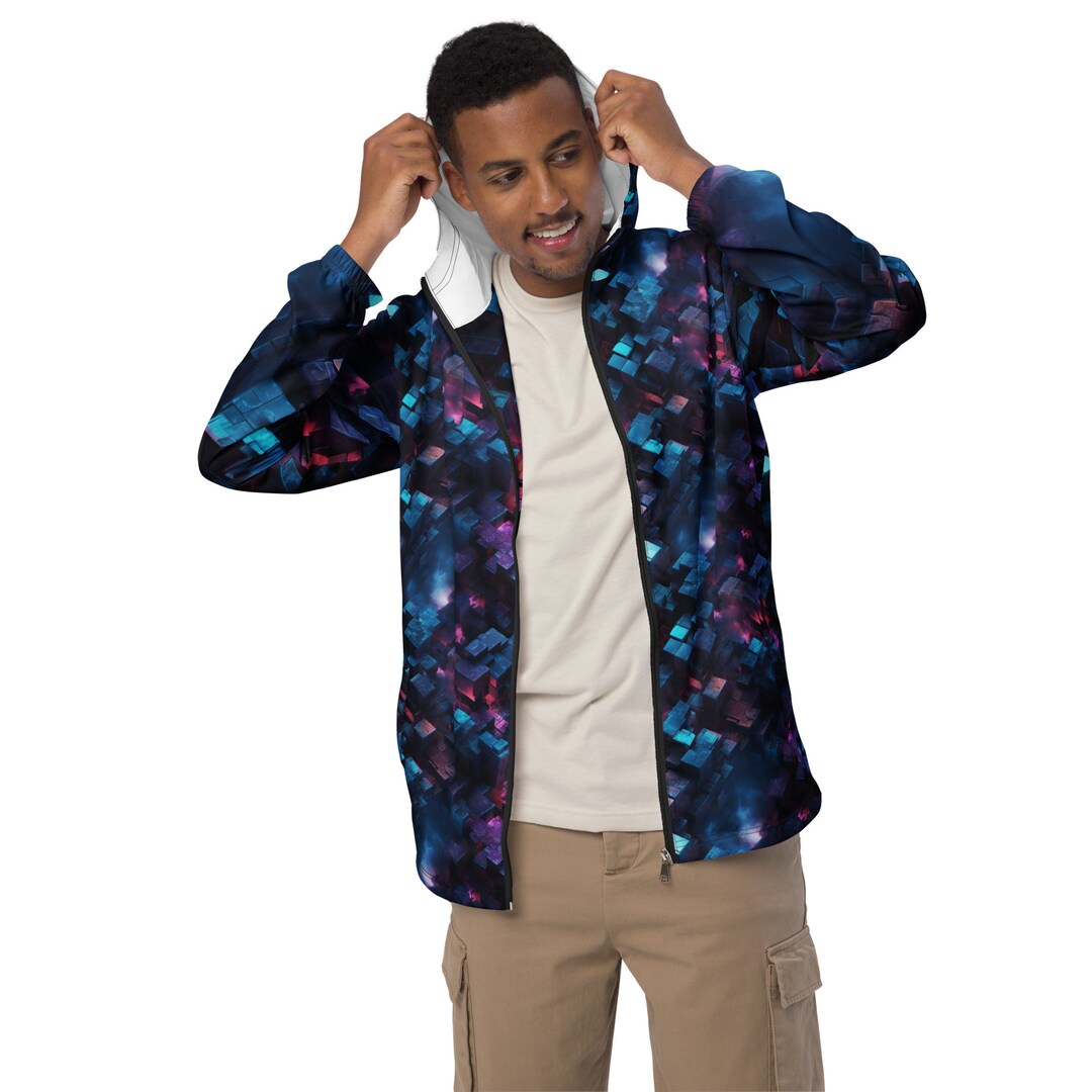 Cosmic Nebula Windbreaker Unique Men's Jacket With Abstract 3D Design ...