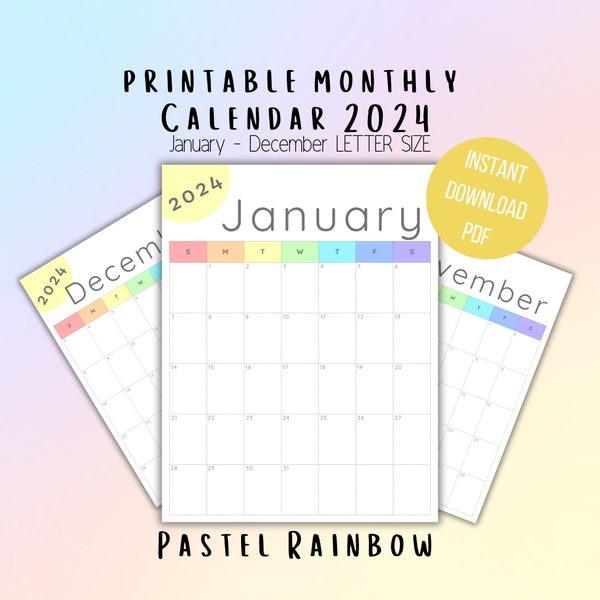 Colorful Calendar - Etsy