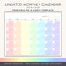 Pastel Rainbow Calendar, Canva Template, Printable Monthly Planner ...