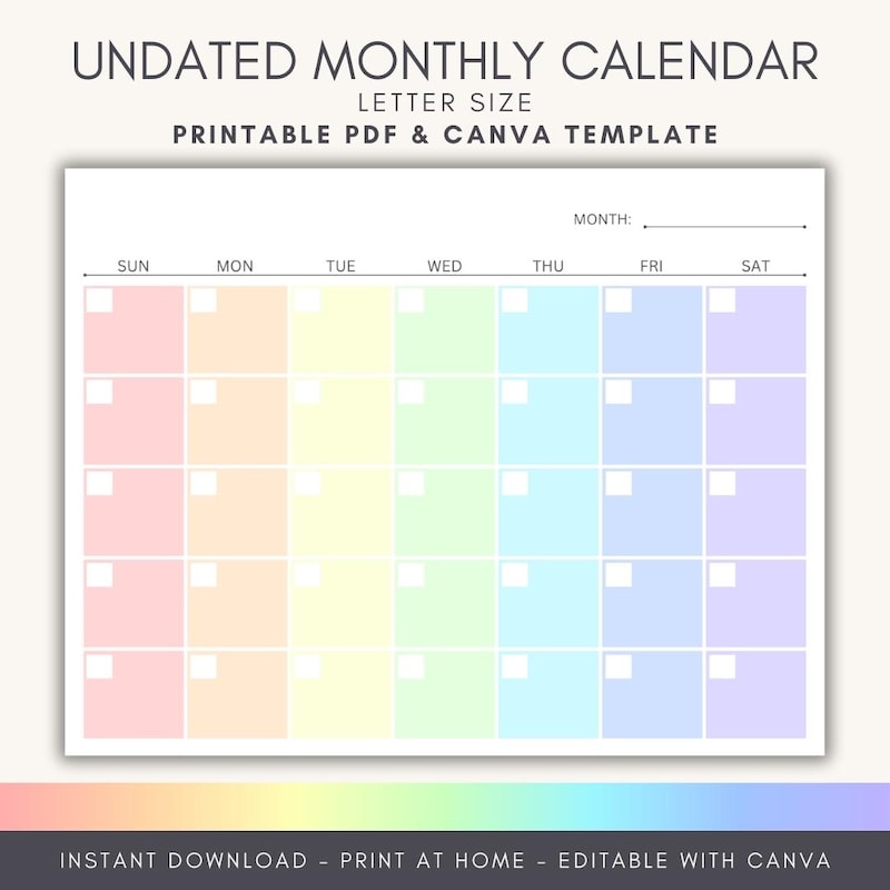 Colorful Calendar - Etsy