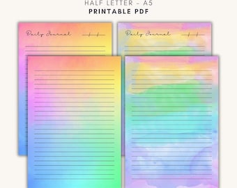 Rainbow Journal Paper: A5, Half Letter, Vibrant Note Pages (digital ...