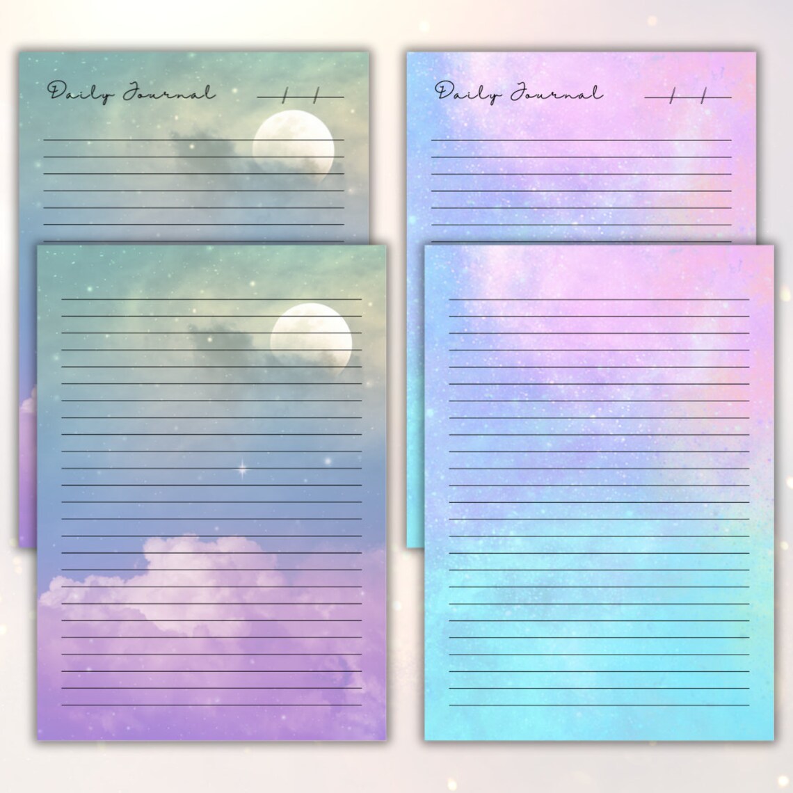 Printable Stationery, Colorful Galaxy Note Paper, A5, Half Letter, PDF ...