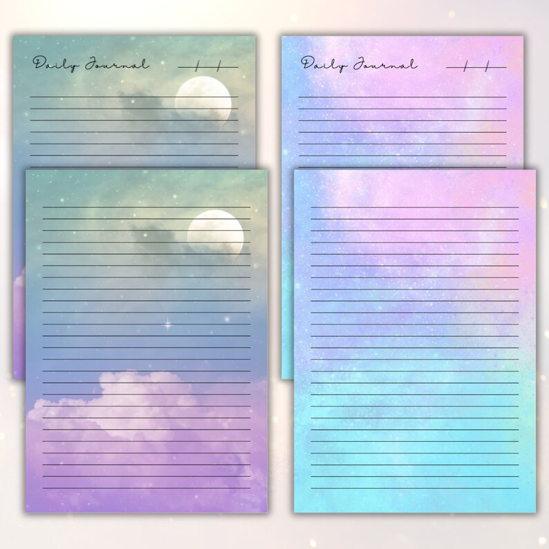 Printable Stationery, Colorful Galaxy Note Paper, A5, Half Letter, PDF ...