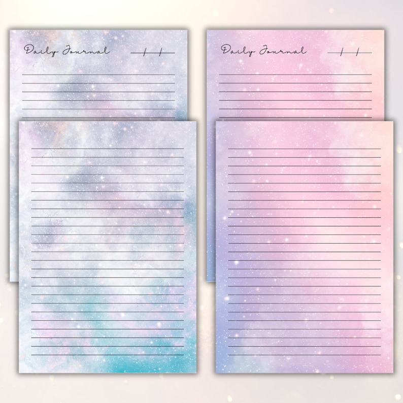 Printable Stationery, Colorful Galaxy Note Paper, A5, Half Letter, PDF ...