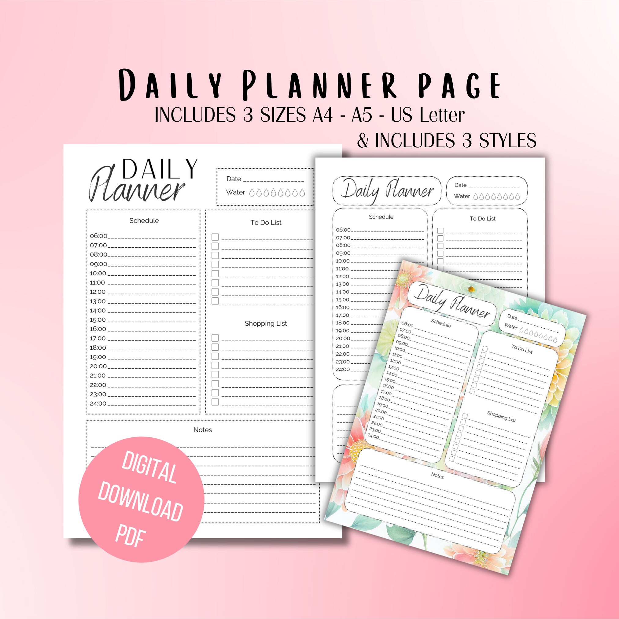 Daily Planner Printable Daily Printable Inserts Water - Etsy