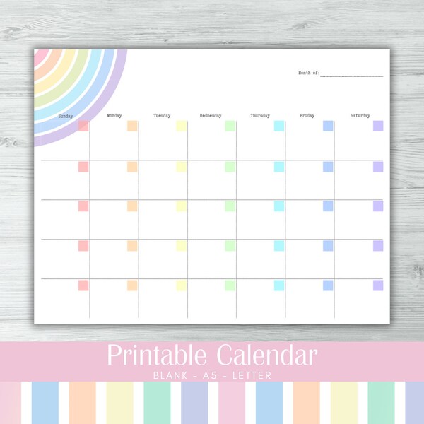 Blank Calendar Pdf - Etsy