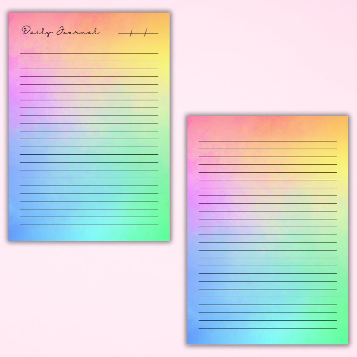 Rainbow Journal Paper: A5, Half Letter, Vibrant Note Pages (digital ...