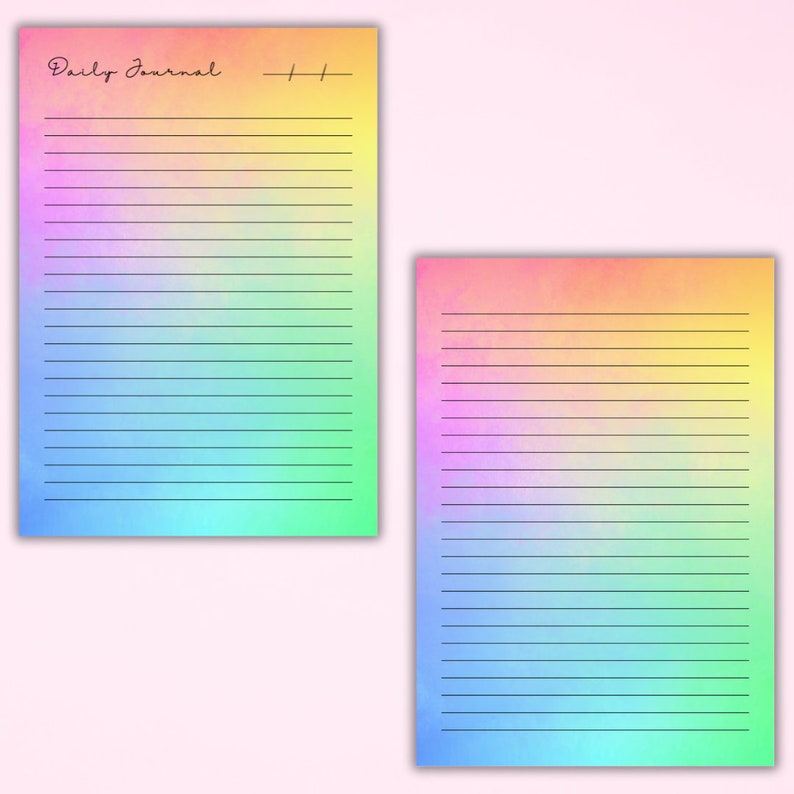 Rainbow Journal Paper: A5, Half Letter, Vibrant Note Pages (digital ...