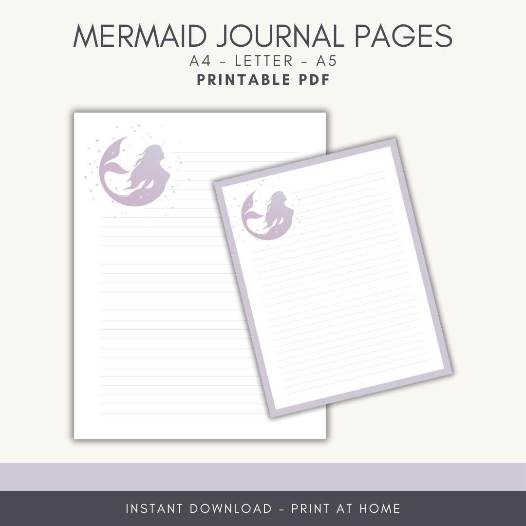 Mermaid Lined Paper: A4, A5, Letter Sizes (PDF, Instant Download) - Etsy