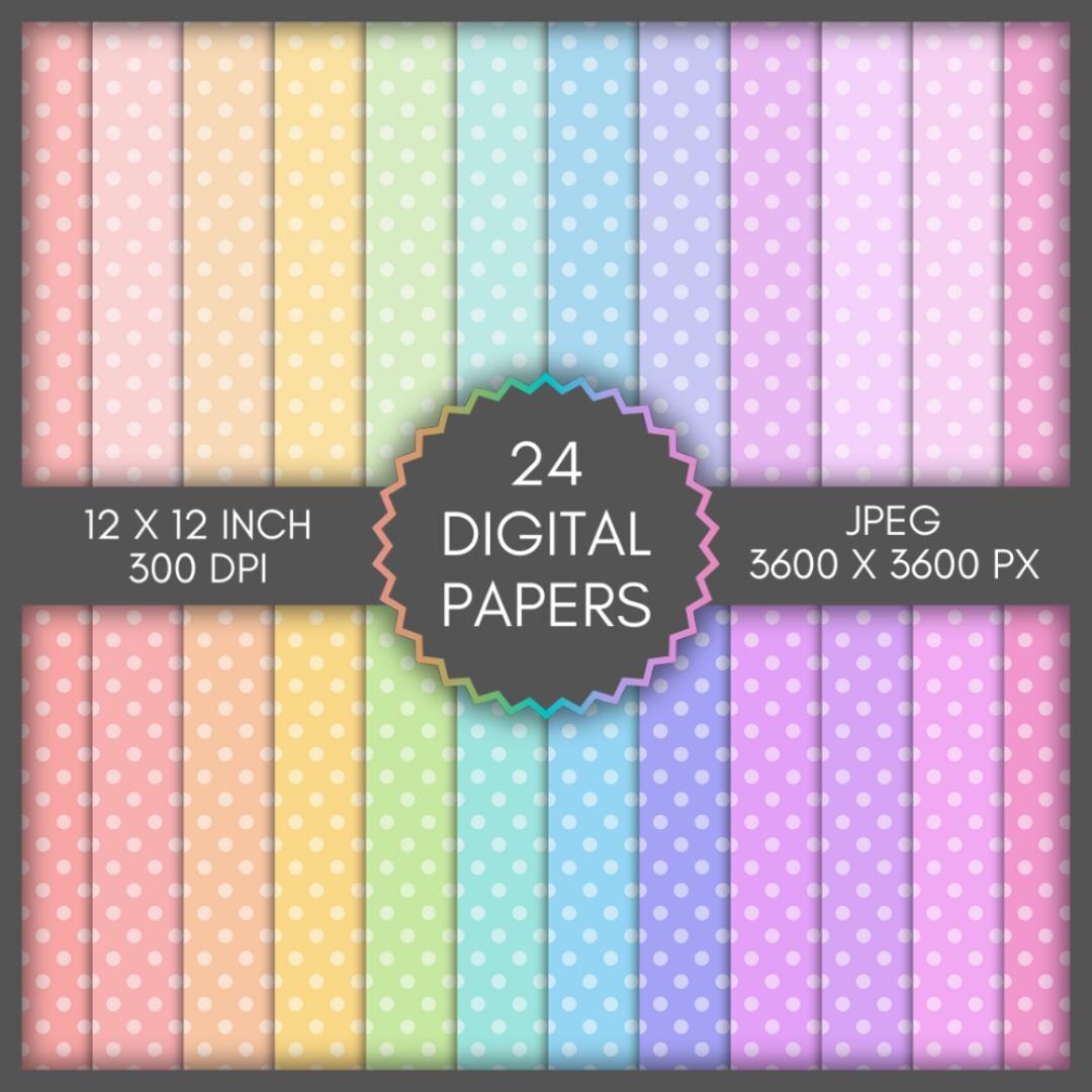 Pastel Polka Dot Paper Pack: 12x12 Scrapbook Backgrounds (digital ...