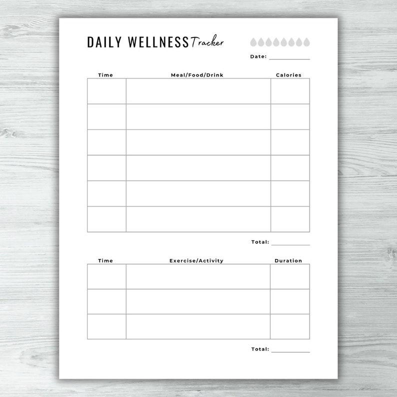 Daily Wellness Log Printable, Daily Fitness Tracker, Workout Log PDF ...