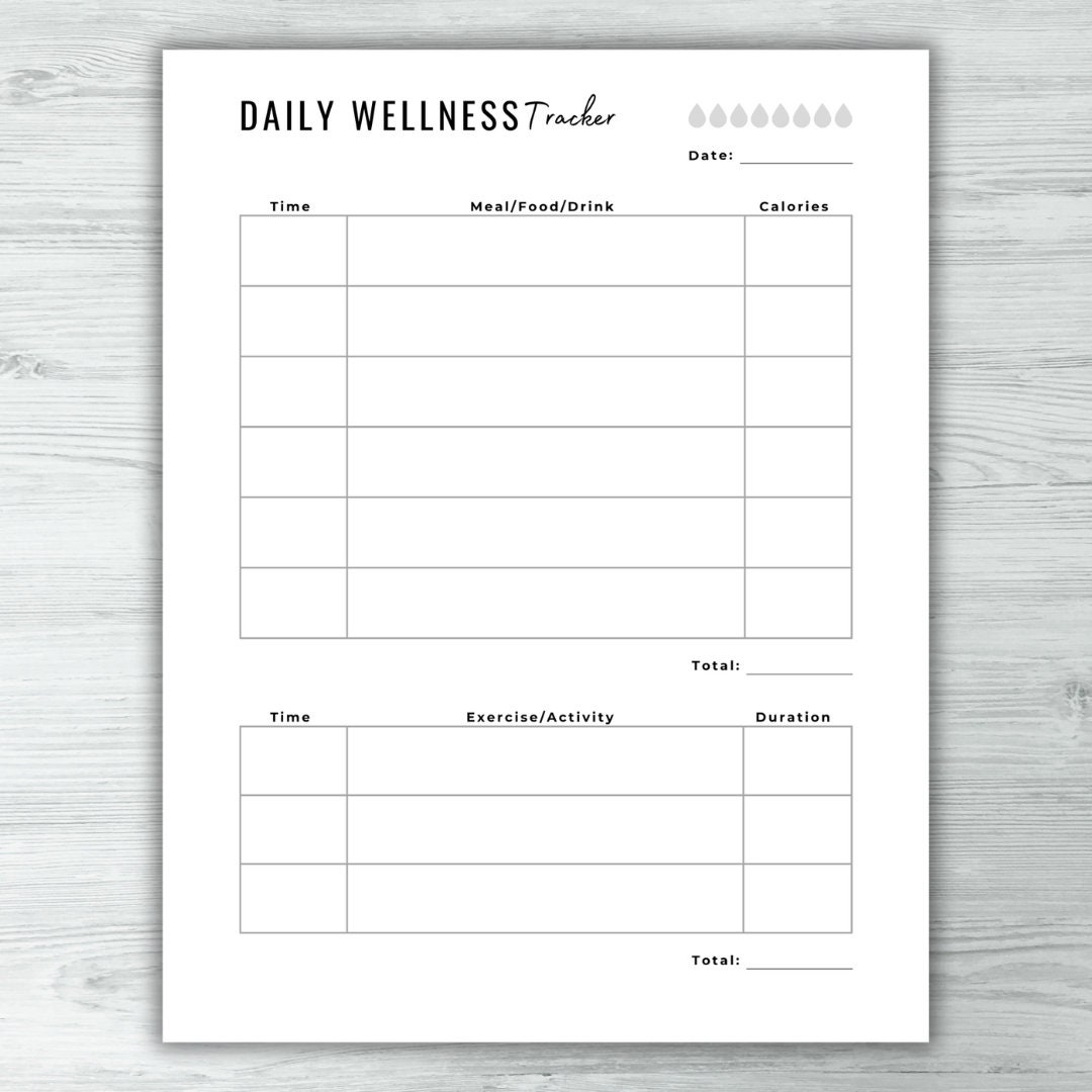 Daily Wellness Log Printable, Daily Fitness Tracker, Workout Log PDF ...