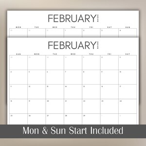 February 2024 Printable Calendar, Simple Minimalist Monthly Template ...