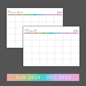 Colorful Calendar, Printable Rainbow Planner Template, Editable, A4 ...