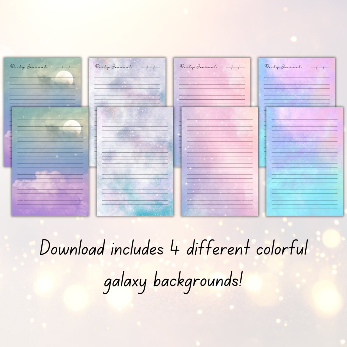 Printable Stationery, Colorful Galaxy Note Paper, A5, Half Letter, PDF ...
