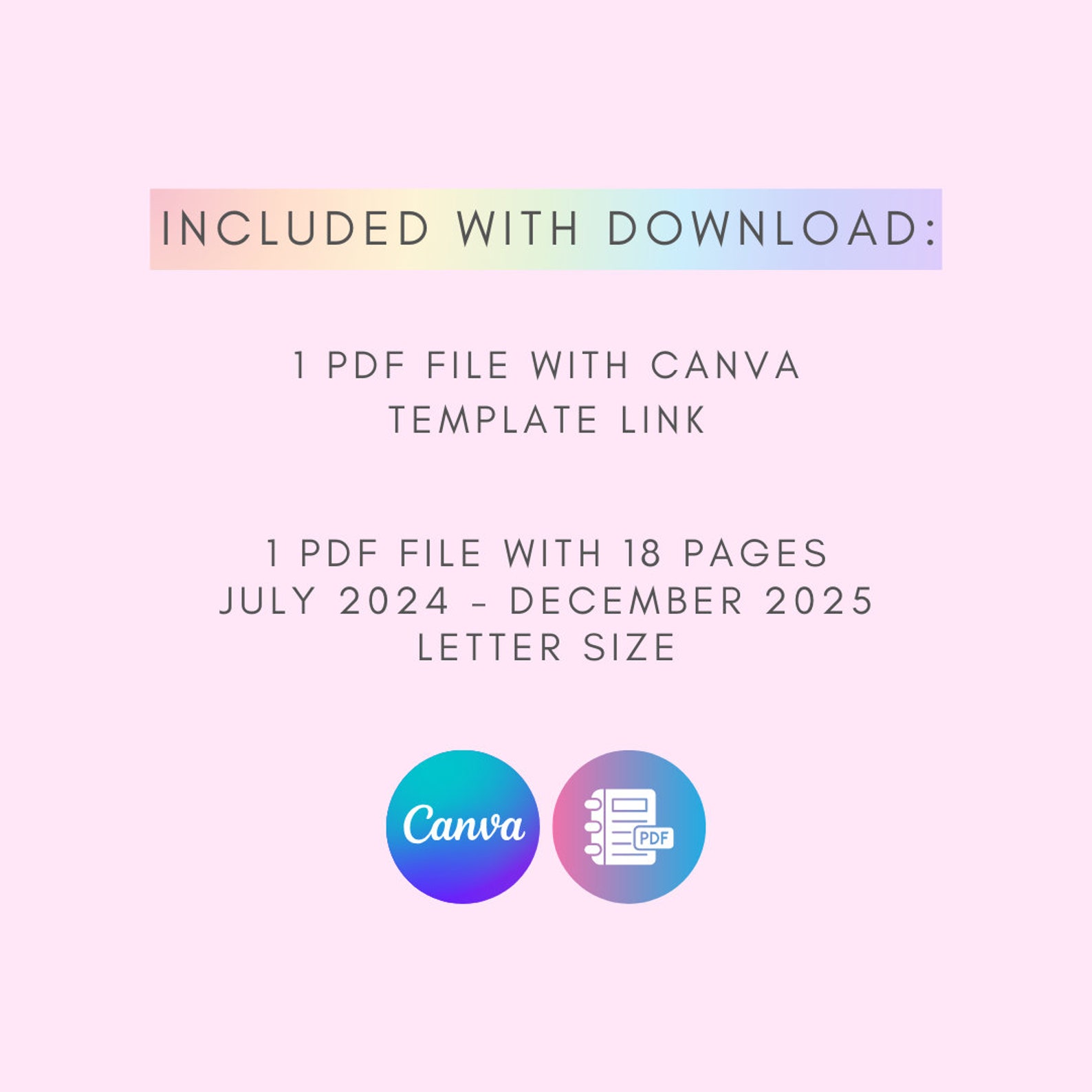 Rainbow Calendar Canva Template 2024-2025, Printable Portrait Calendar ...