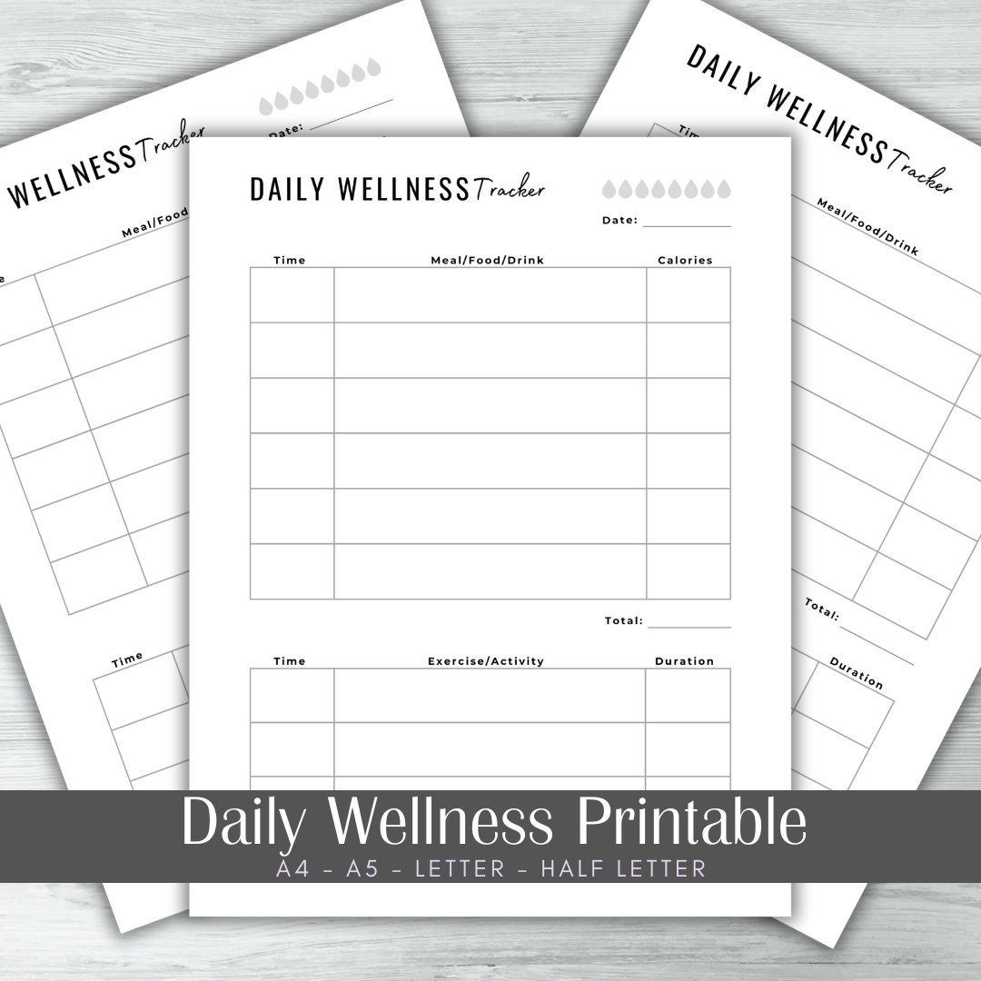 Daily Wellness Log Printable Daily Fitness Tracker Workout - Etsy