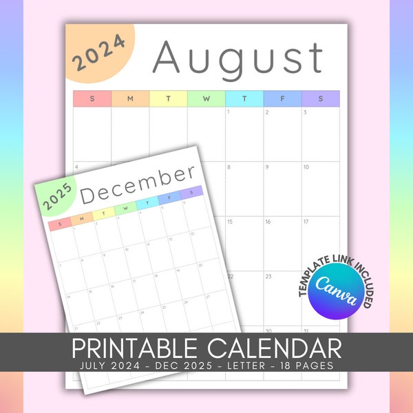 Calender Template 2024 2025 Portrait - Etsy