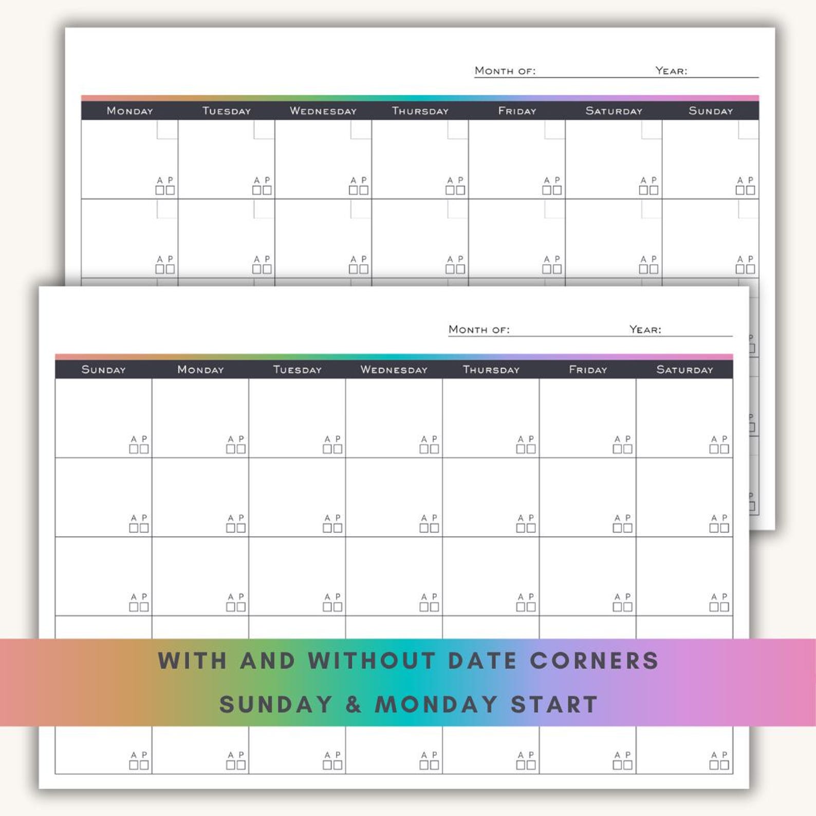 AM/PM Medicine Tracker: Printable Monthly Calendar (a4/letter PDF ...