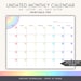 Printable Calendar Pastel Rainbow Blank, A5, Letter, PDF, Rainbow ...