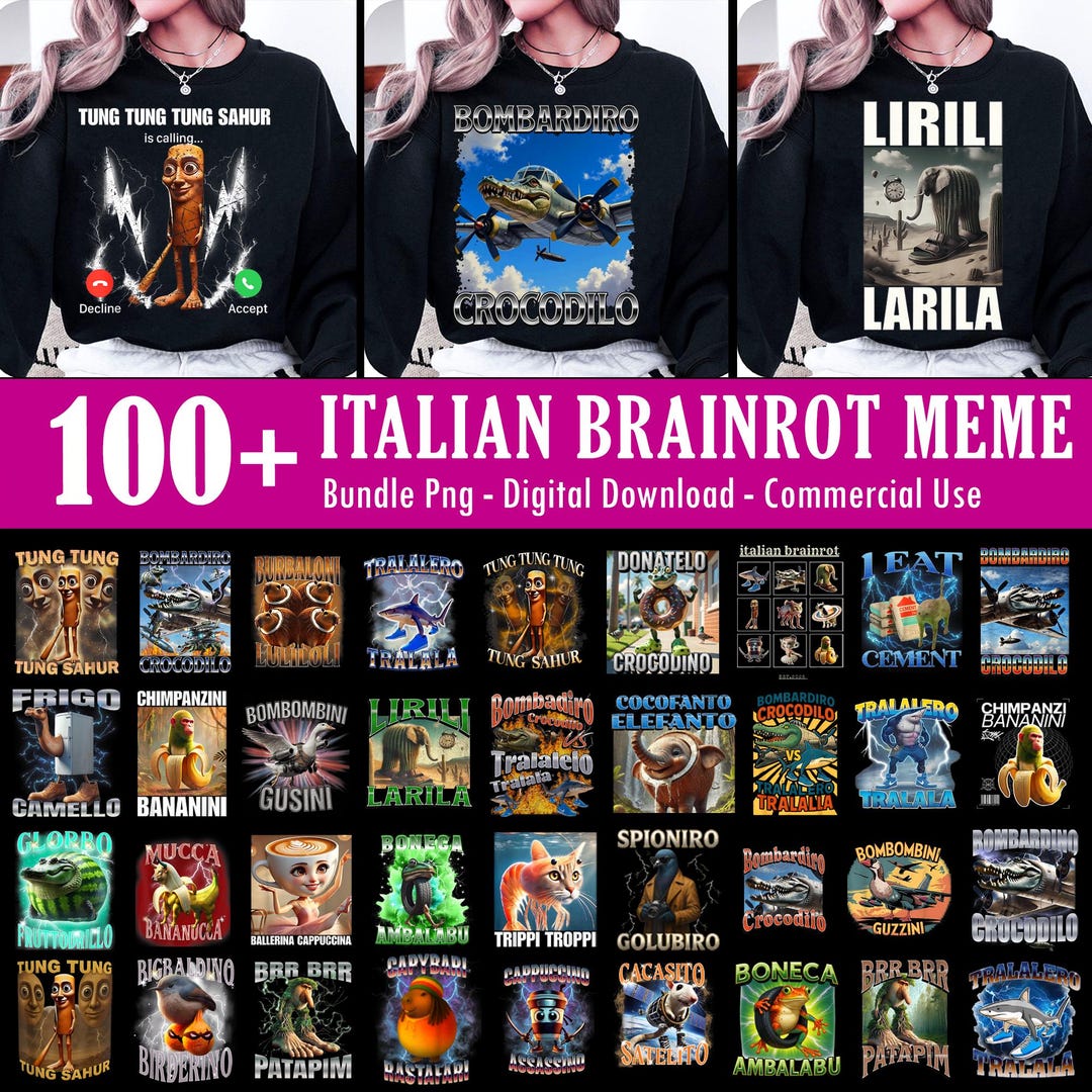 100+ Italian Brainrot Homage Png Bundle, Italian Brainrot Shirt Design ...