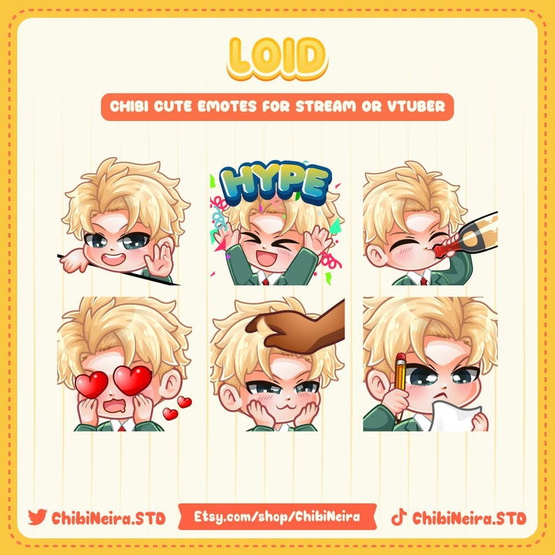 6x Loid Emotes Kawaii Emotes Chibi Emotes Loid Emotes Bundle for Twitch ...
