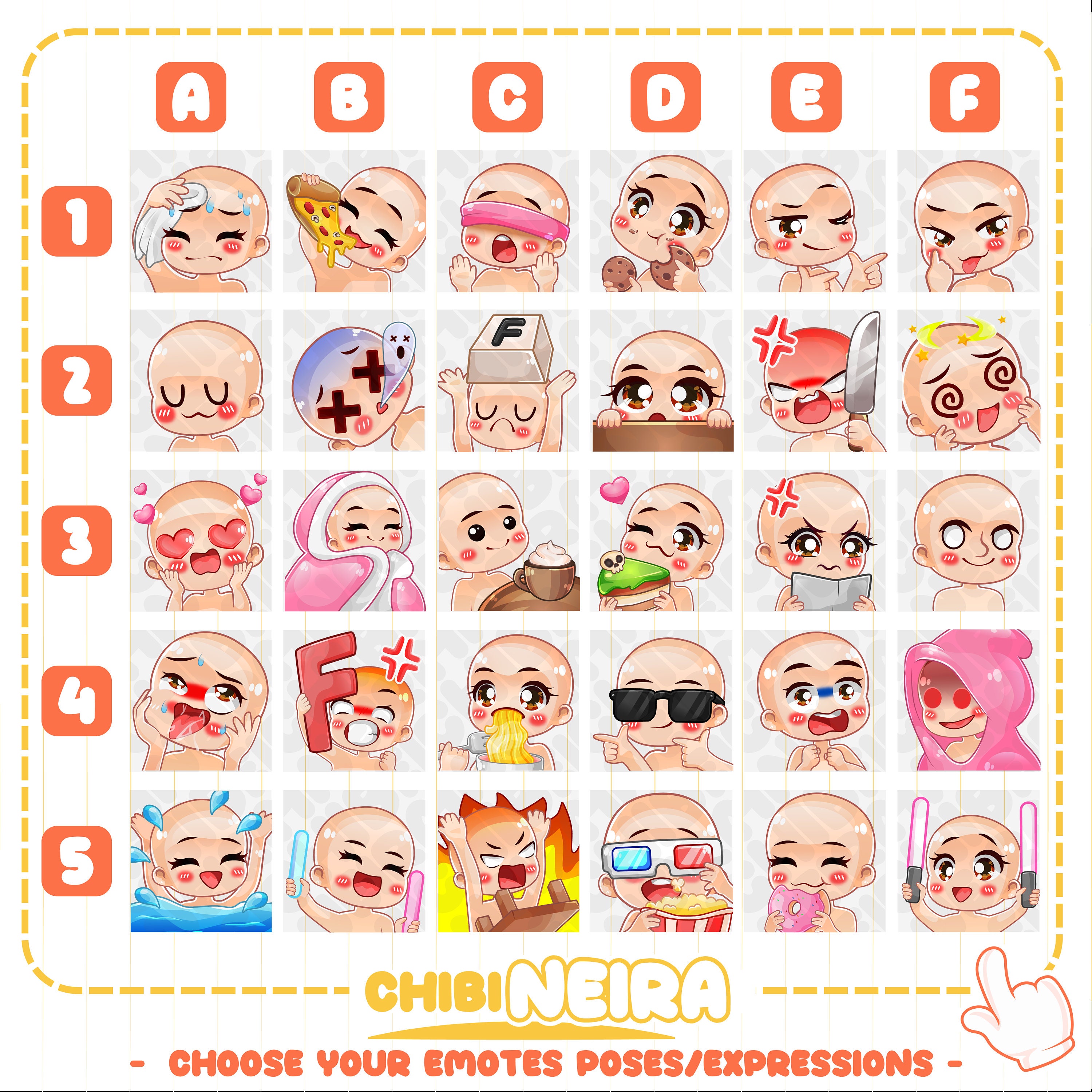 Custom Chibi Cute YCH Emotes, Custom Cute Emotes for Your Twitch or ...
