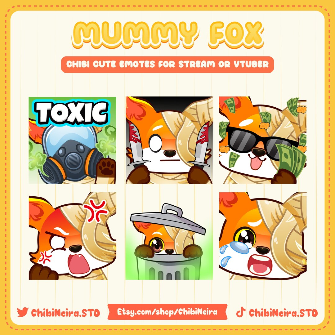 6x Fox Mummy Emotes Bundle / Trash Emotes / Fail Emotes / Ez - Etsy