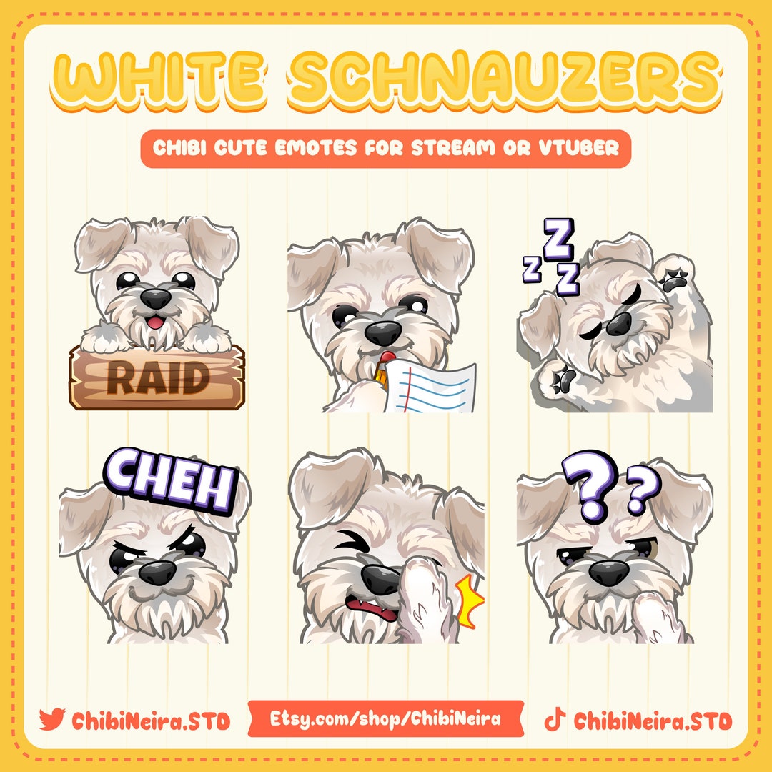 6x White Schnauzer Dog Bundle / Raid Emotes / Notes Emotes / Sleep ...